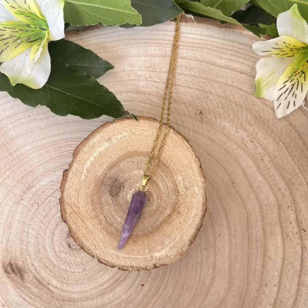 Collier en Améthyste Authentique: petit cône pour une grande Élégance ...
