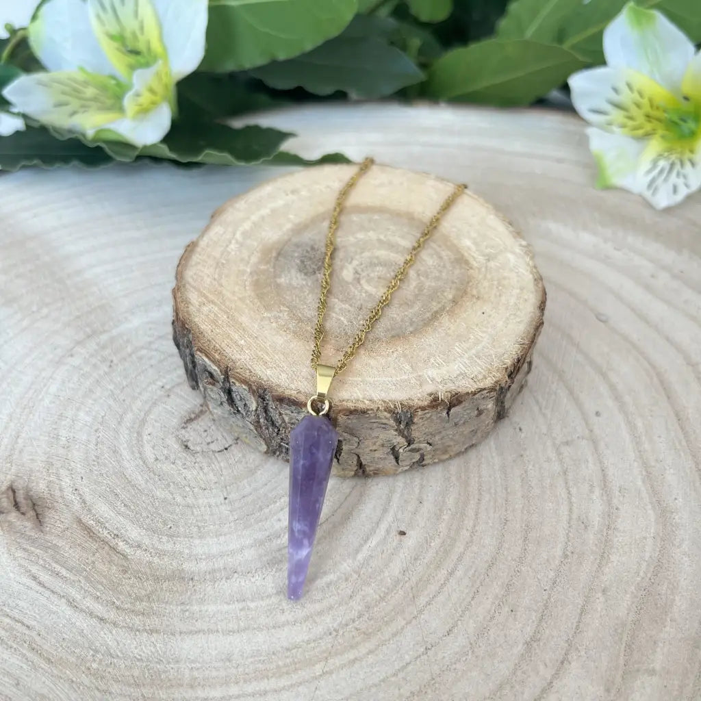 Collier en Améthyste Authentique: petit cône pour une grande Élégance ...